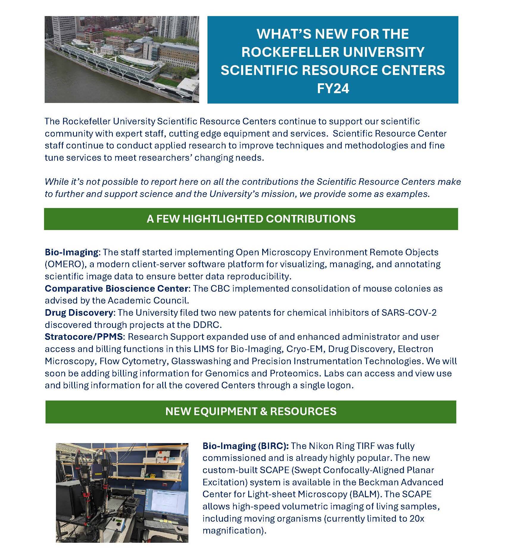 The Rockefeller University » Resource Center Annual Report